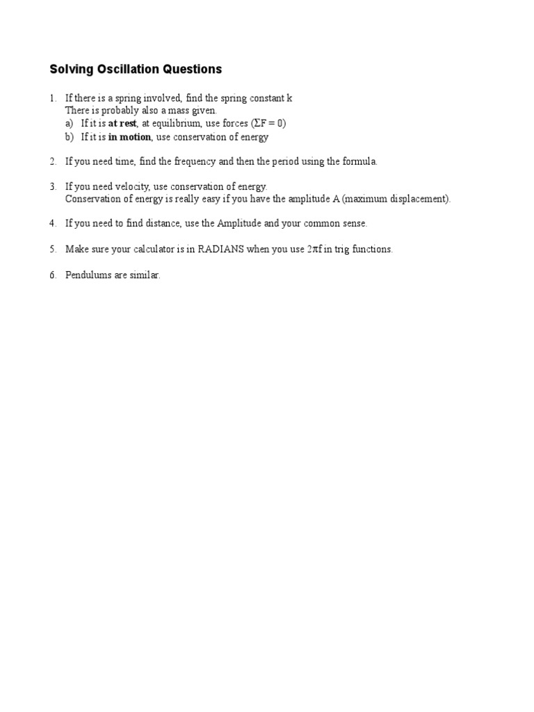 SHM Questions | PDF | Motion (Physics) | Physical Sciences