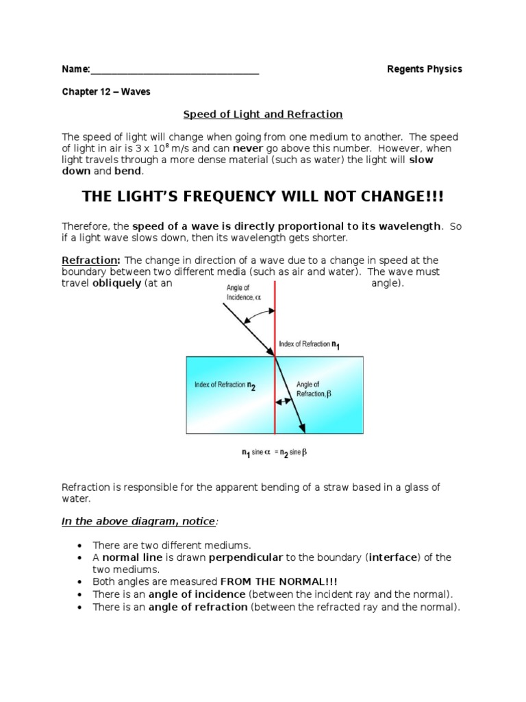 Wave Notes 4 - Refraction1 | Download Free PDF | Refraction ...