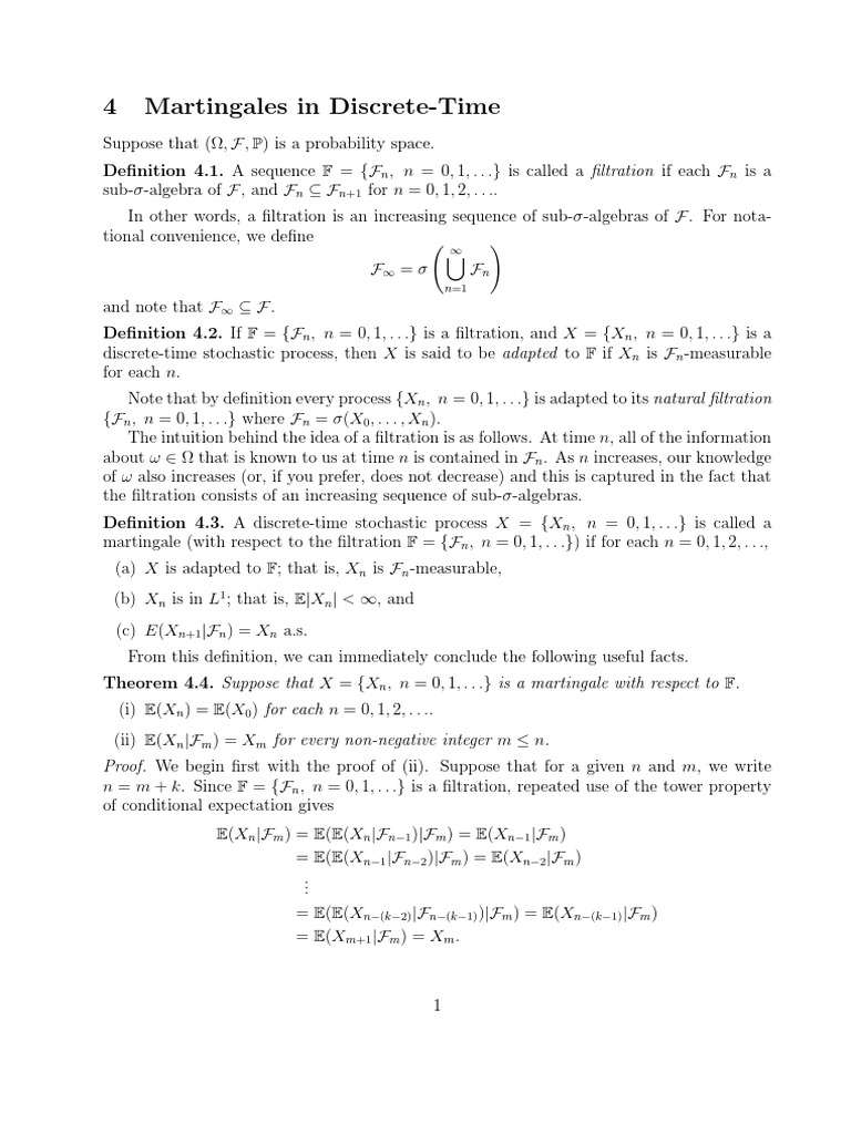 Martingales in Discrete-Time - (Kozdron) | PDF | Stochastic Process | Analysis