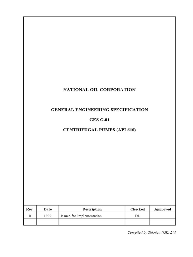 Centrifugal Pumps Specification Provides Design Requirements | PDF ...