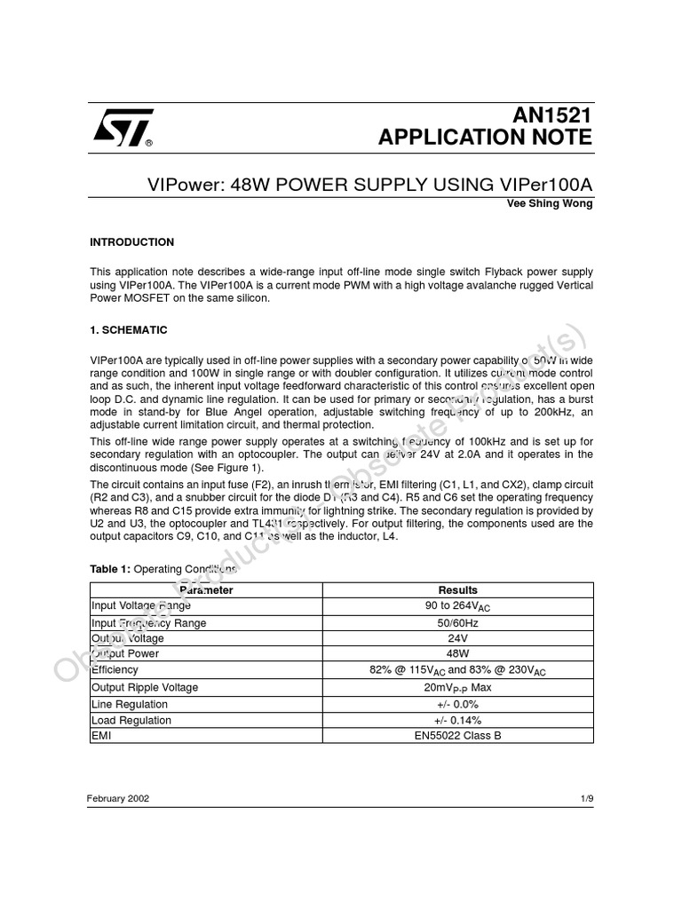 5-10542 Viper 100 Datasheet | PDF | Electromagnetic Compatibility | Power Supply