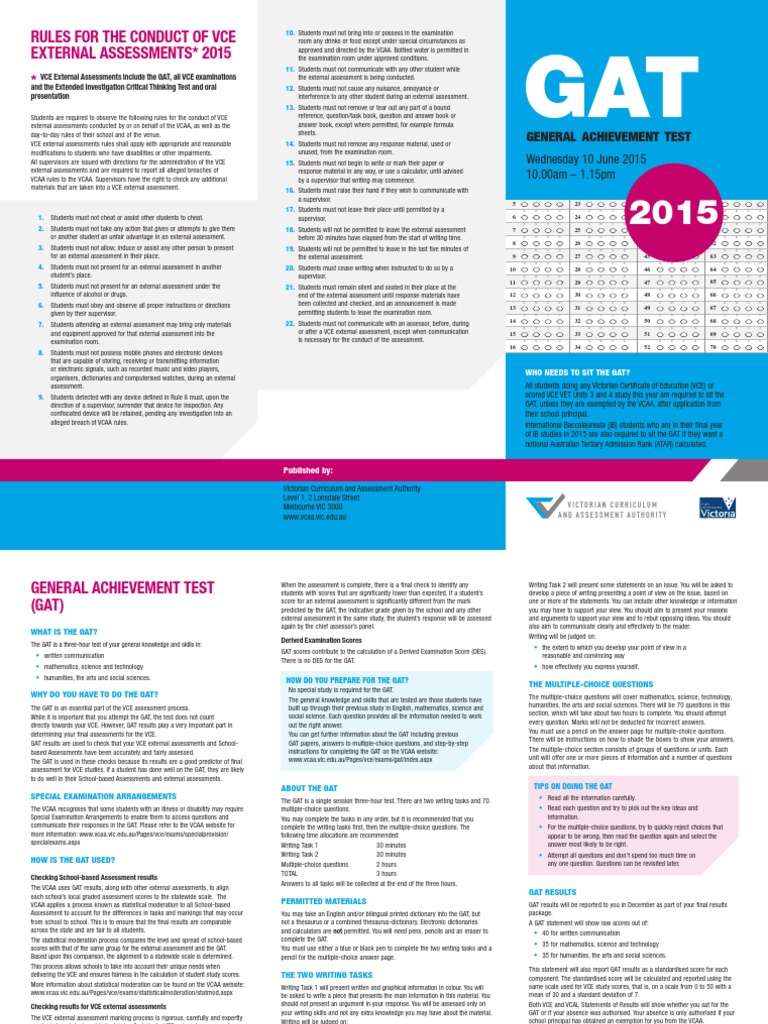 Rules For The Conduct of Vce External Assessments 2015: General ...