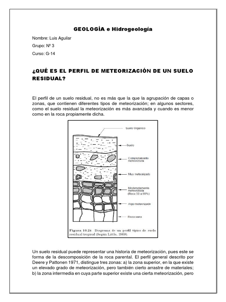Perfil de Suelos Residuales | PDF | Meteorización | Roca (geología)