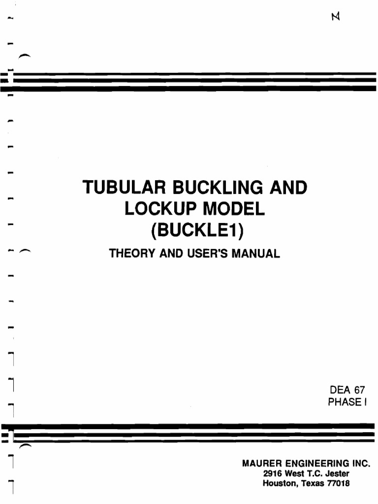 Tubular Buckling and Lockup Model (Bucklei) : Theory and User'S Manual ...