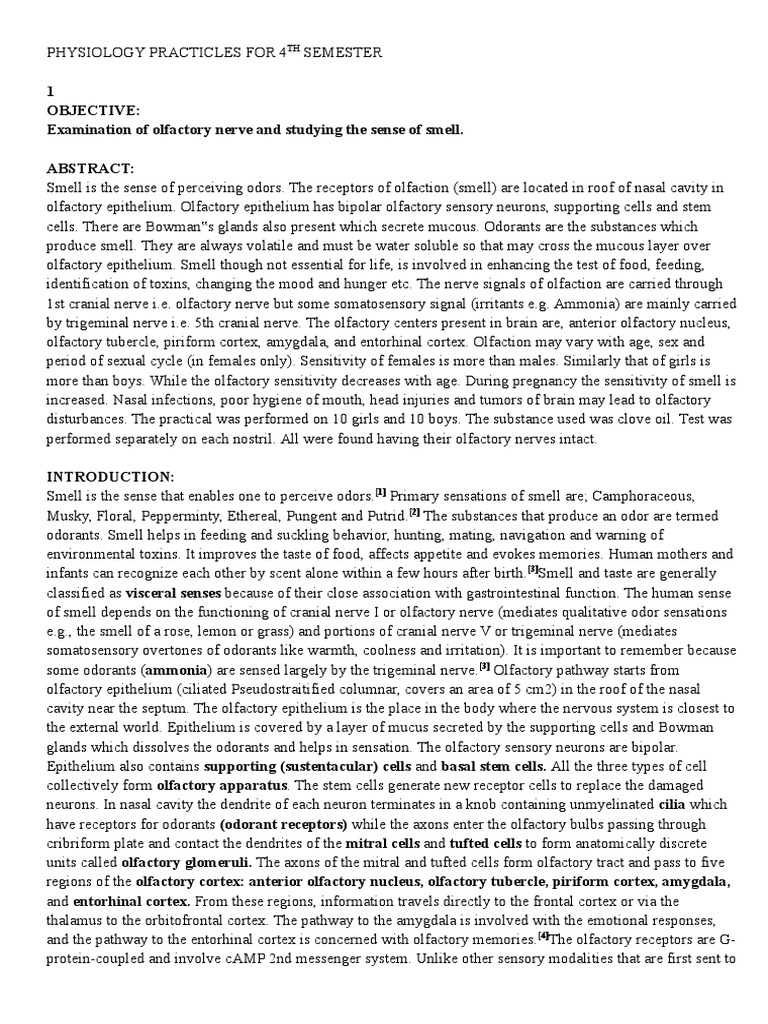 Physio Practicals | PDF | Olfaction | Retina