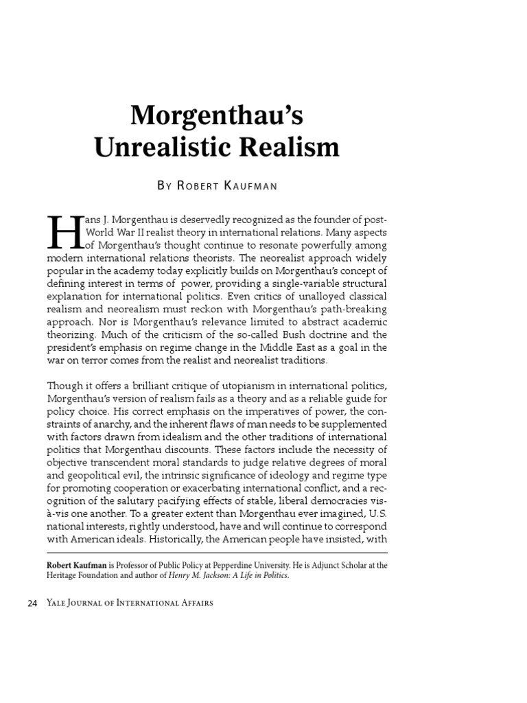 Morgenthau's Unrealistic Realism | PDF | International Relations ...