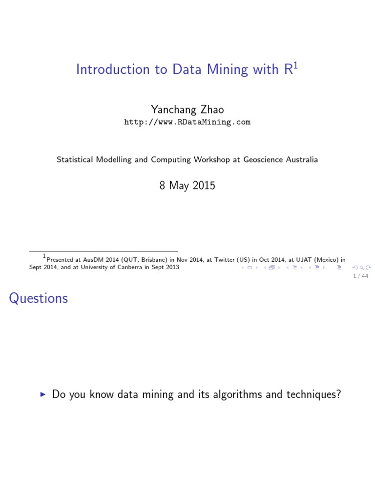 Introduction To Data Mining With R: Yanchang Zhao | Download Free PDF | R (Programming Language ...