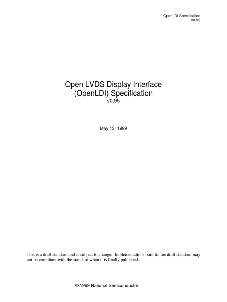 Open LVDS Display Interface | PDF | Video | Cathode Ray Tube