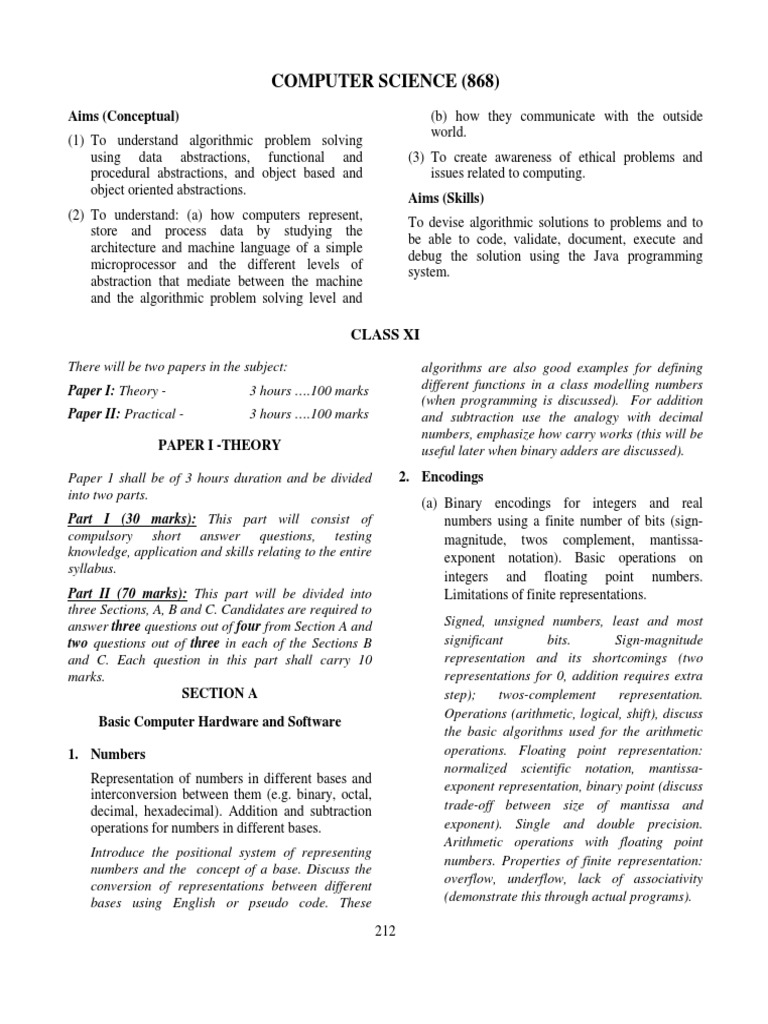 Isc Computer Science Scope Pdf Class Computer Programming Data Type