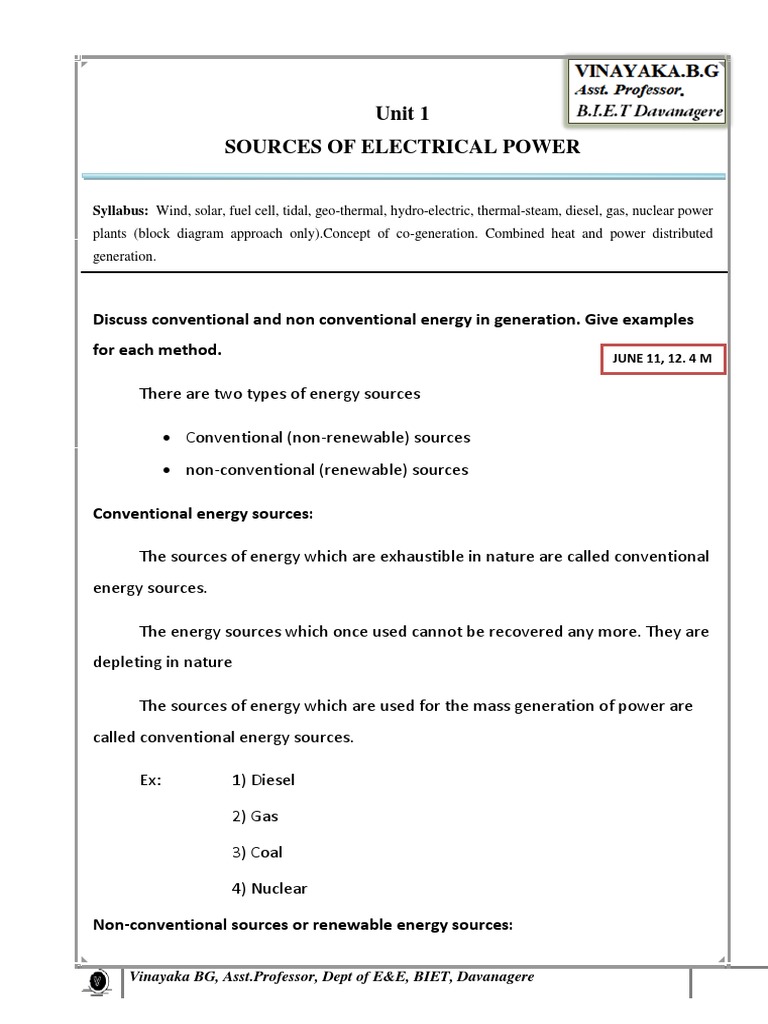 Electrical Power Generation Notes | Download Free PDF | Cogeneration ...