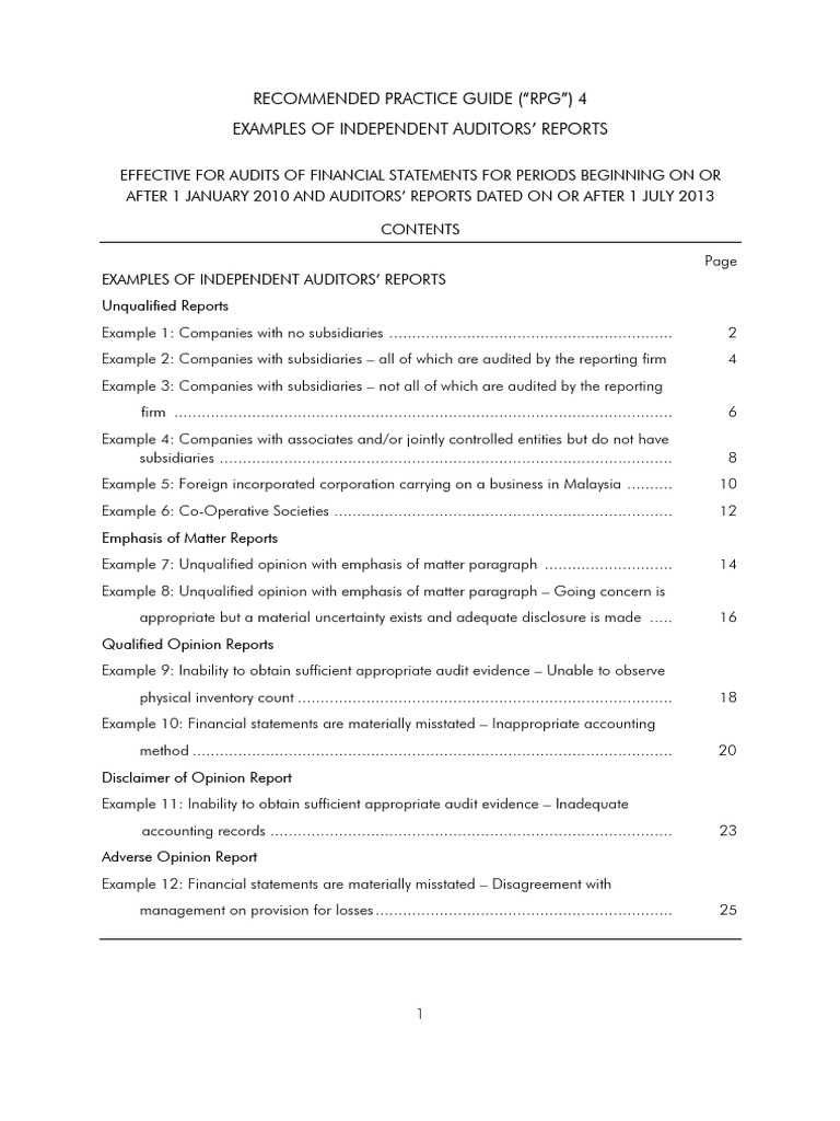 Example of Independent Auditors Reports | Audit | Financial Statement