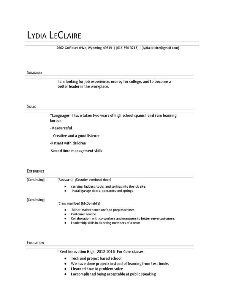 Lydia Leclaire Resume | PDF | Career & Growth | Business