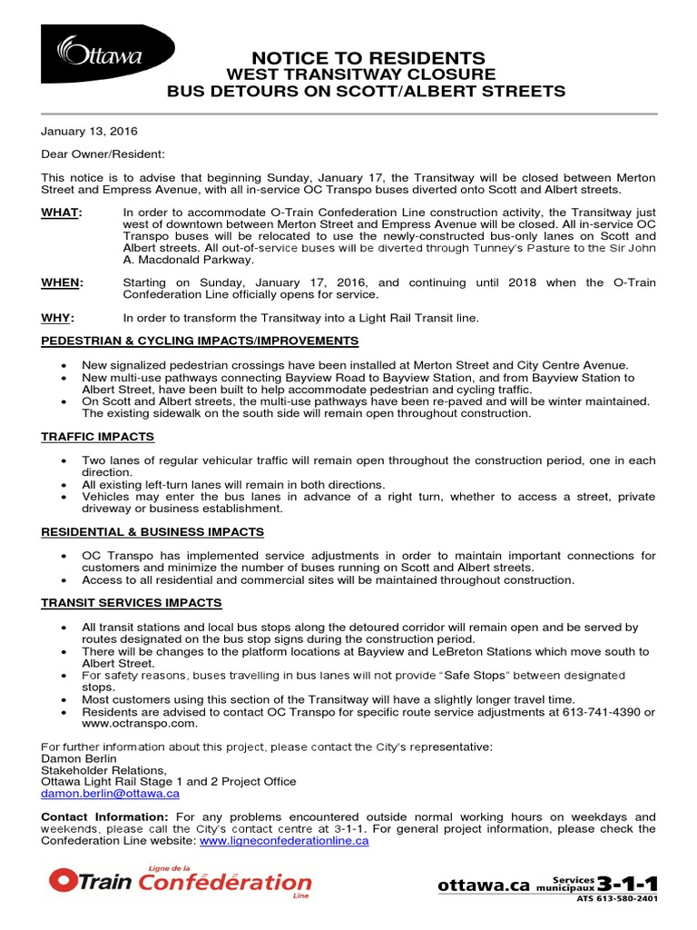 West Transitway Closure Notice 2016 | PDF | Land Transport | Transport