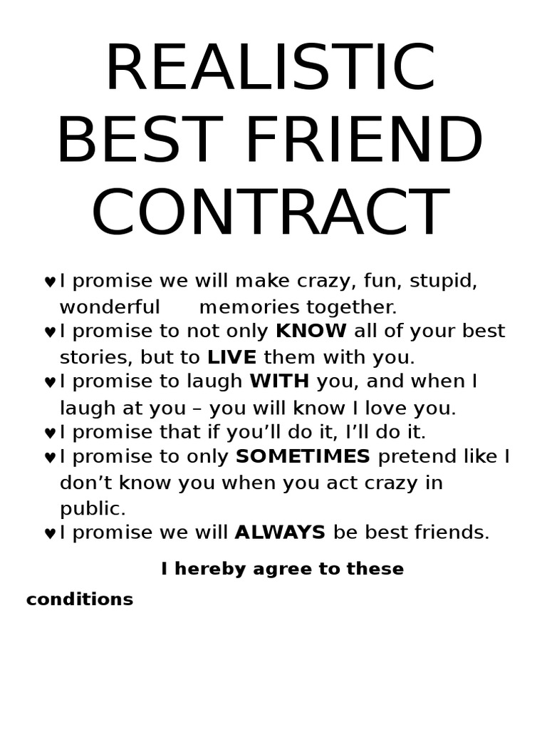 Realistic Best Friend Contract | PDF