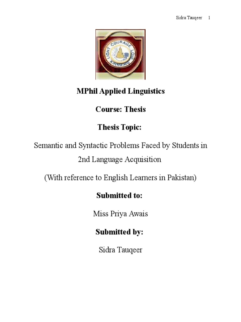 Semantic and Syntactic Problems Faced by Students in 2nd Language Acquisition | PDF | Second ...