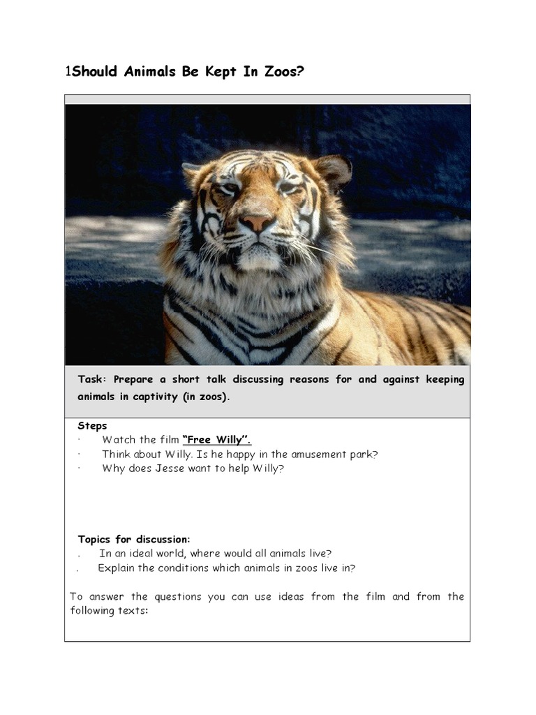 Should Animals Be Kept in Zoos? Pros and Cons | PDF