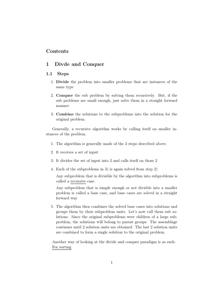 Divide And Conquer Algorithm Design Method Pdf Recursion Discrete Mathematics