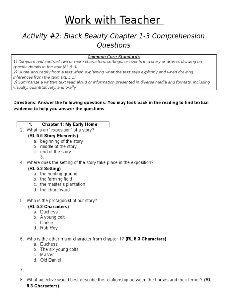 Activity 2 CH 1-3 Comprehension Questions | PDF | Reading Comprehension ...