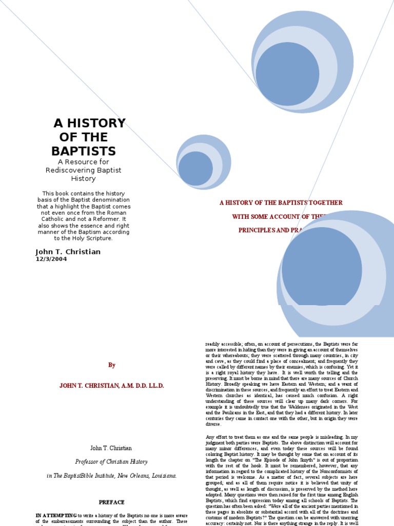 The History of The Baptists | PDF | Baptists | Baptism