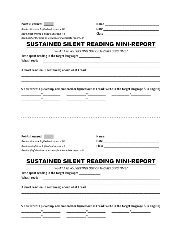 Sustained Silent Reading Report | PDF | Career & Growth | Self-Improvement