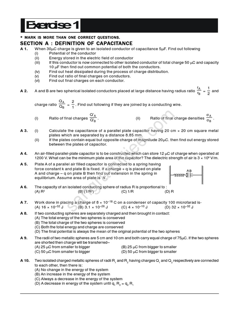Numericals On Capacitors | PDF | Dielectric | Capacitor