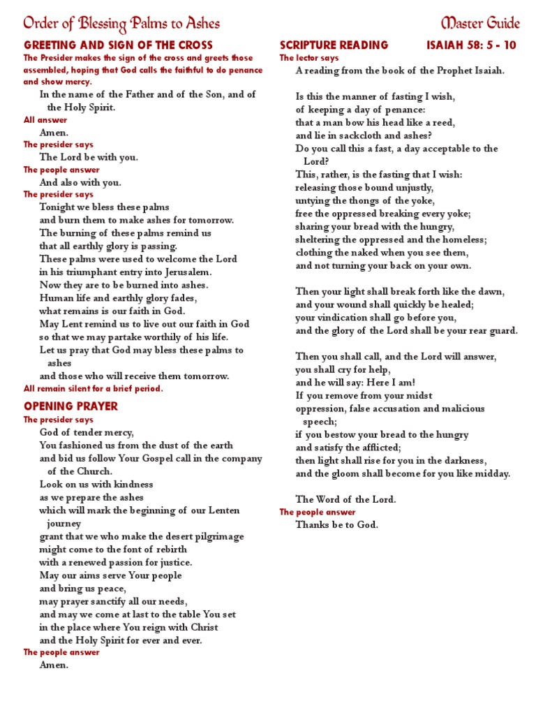Rite of Blessing Palms To Ashes | PDF | Lent | Blessing