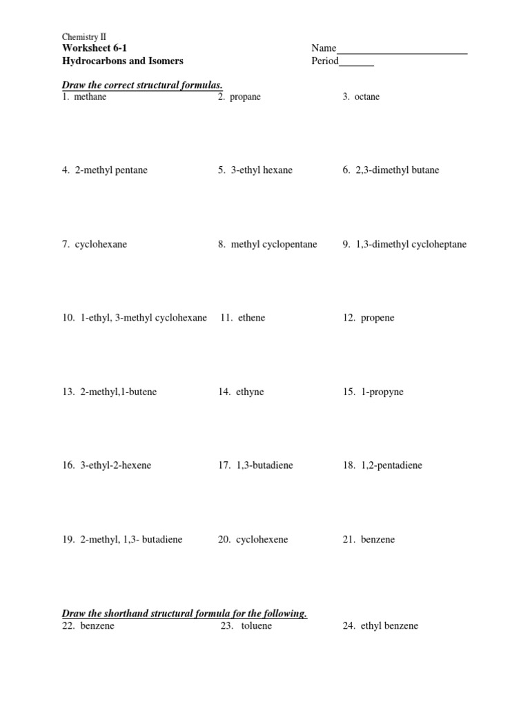 Isomer Worksheet | PDF | Methyl Group | Benzene
