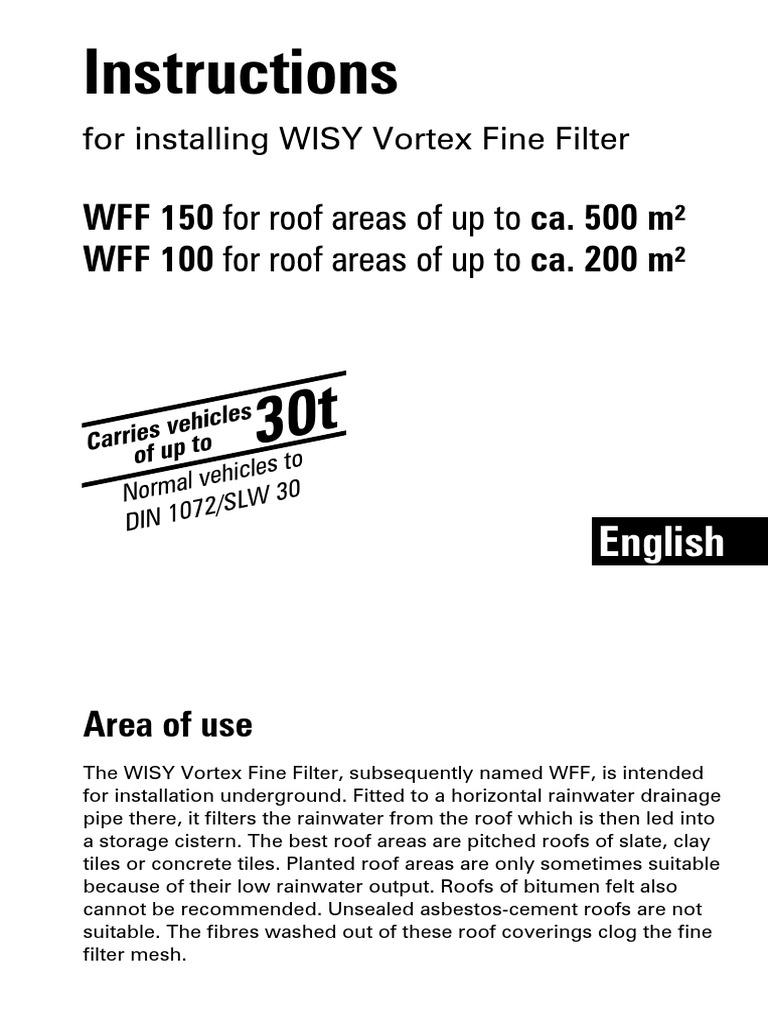 Installation Manual-WFF 100 150 | PDF | Roof | Pipe (Fluid Conveyance)