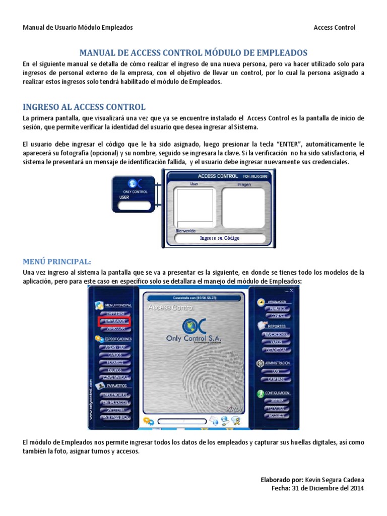 Manual de Access Control Módulo de Empleados | Point and Click | Bases ...