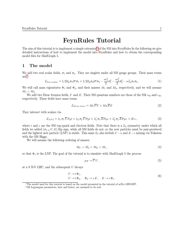 Feynrules Tutorial | PDF | Matrix (Mathematics) | Eigenvalues And Eigenvectors