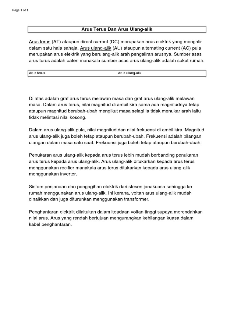 Arus Terus Dan Arus Ulang Alik | PDF