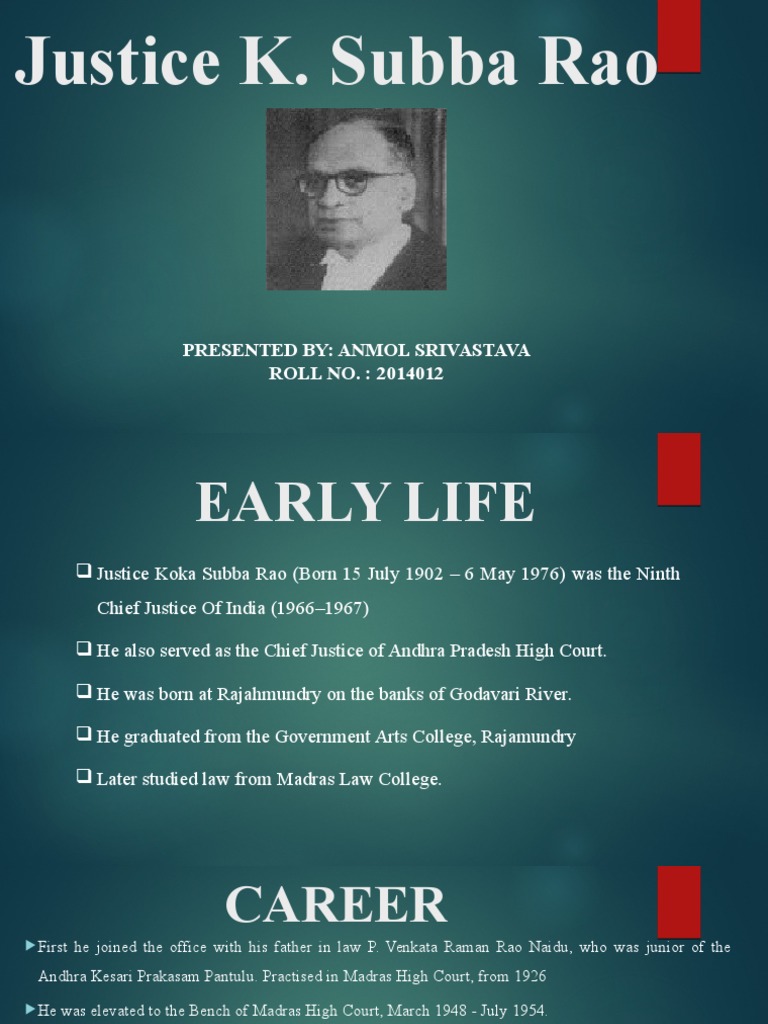 Justice K. Subba Rao: Career & Legacy | PDF