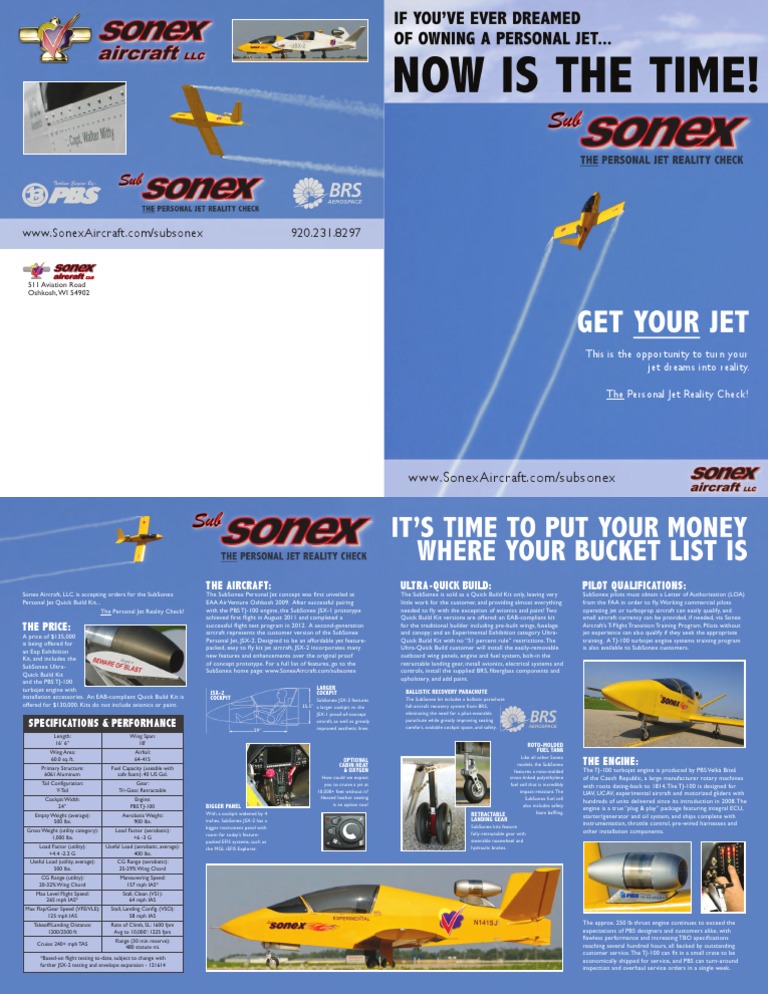 SubSonex Brochure 121614-Web | PDF | Cockpit | Aircraft