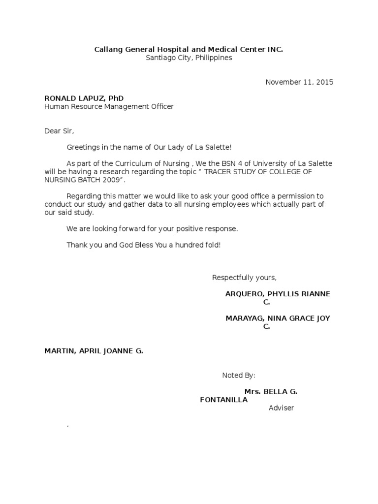 Request for Research Permission at Callang Hospital | PDF | Health Care