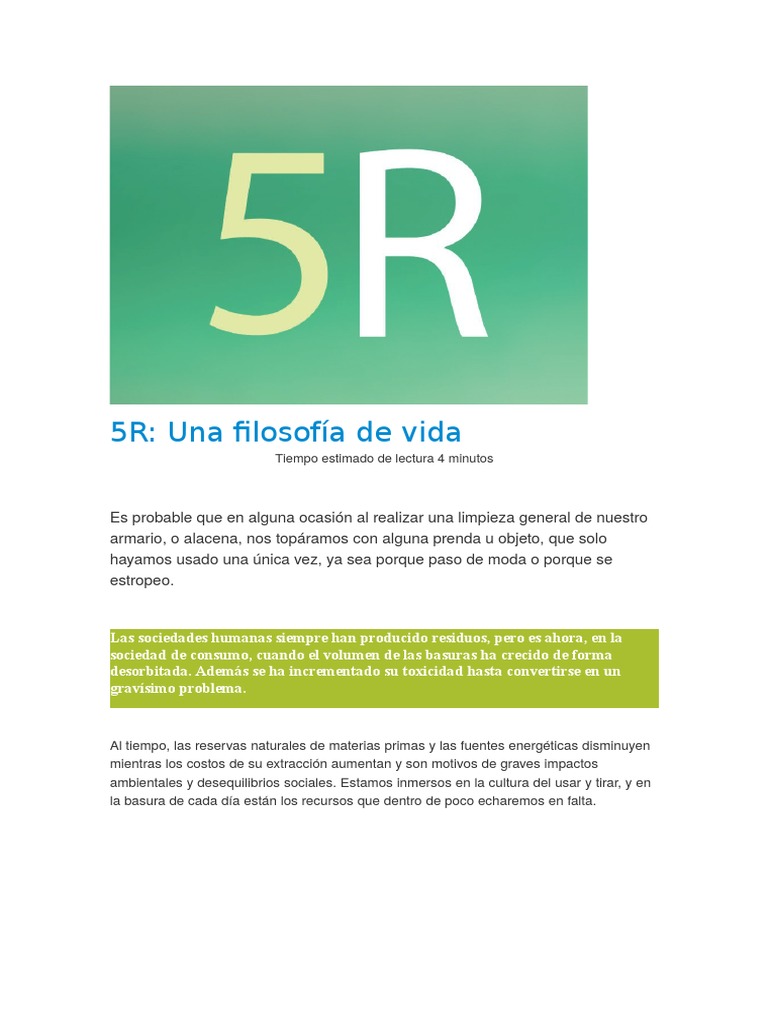 5R | PDF | Reciclaje | Residuos