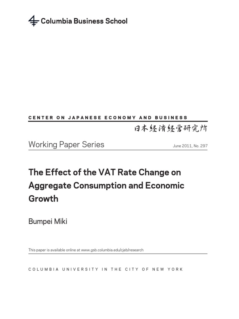The Effect of The VAT Rate Change On Aggregate Consumption and Economic ...