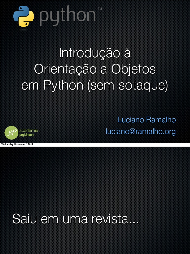 Orientação A Objeto em Python | PDF | Python (linguagem de programação ...