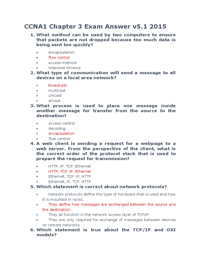 CCNA1 Chapter 3 | PDF | Osi Model | Computer Network