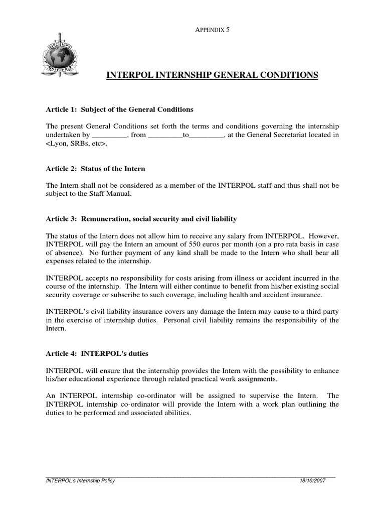 Interpol Internship | PDF | Internship | Job Hunting