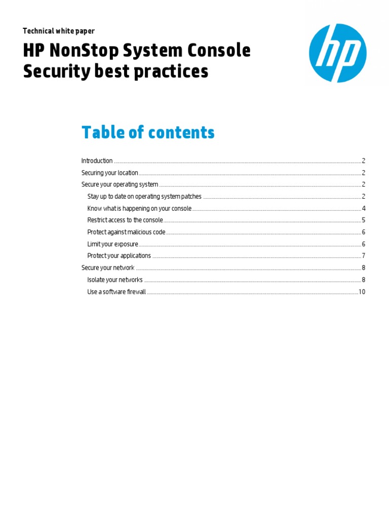 HP Nonstop System Console Security Best Practices: Technical White ...