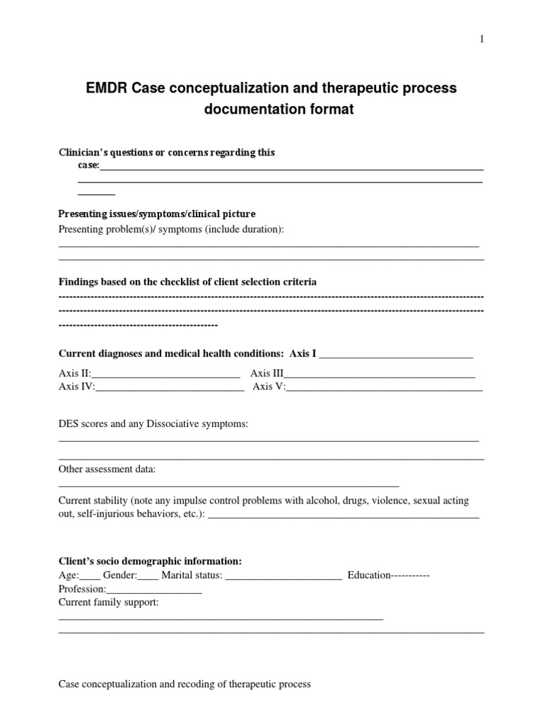 Case Conceptulaization and Thrapeutic Steps For EMDR RT Edits | PDF ...