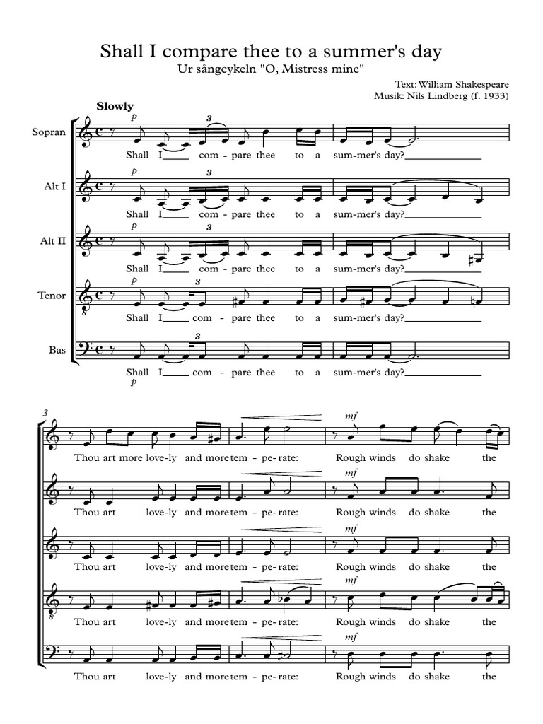 Shall I Compare Thee To A Summers Day | PDF