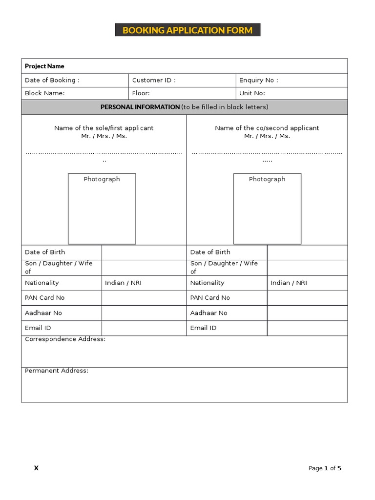 Customer Booking Form | Download Free PDF | Deed | Payments