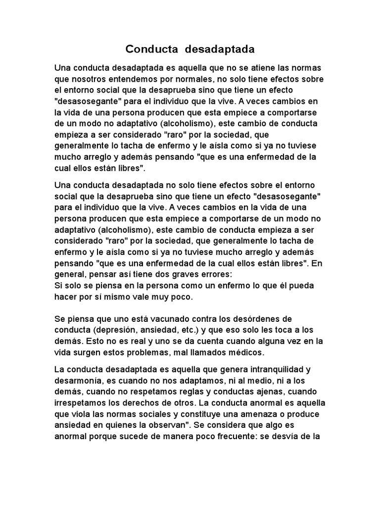Conducta Desadaptada y sus Efectos | PDF | Comportamiento | Aprendizaje