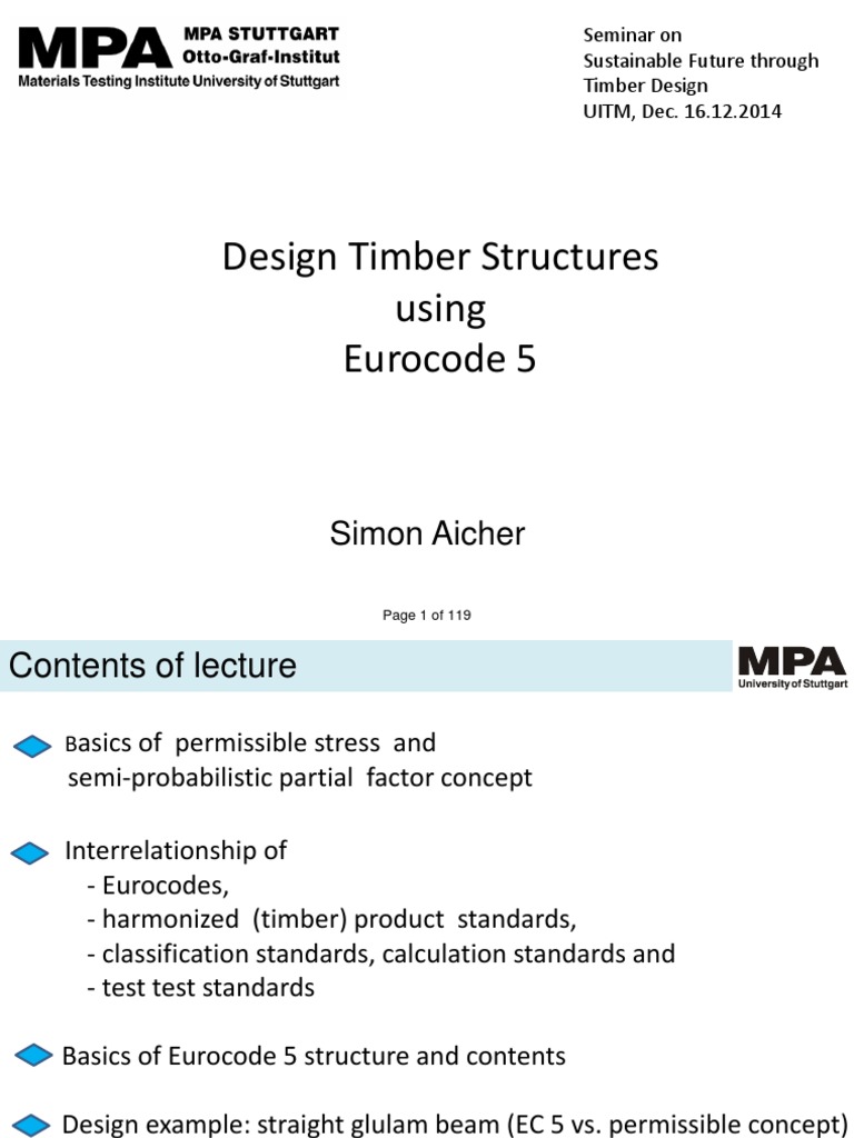 Eurocode 5 Timber Design Seminar | PDF | Strength Of Materials | Lumber