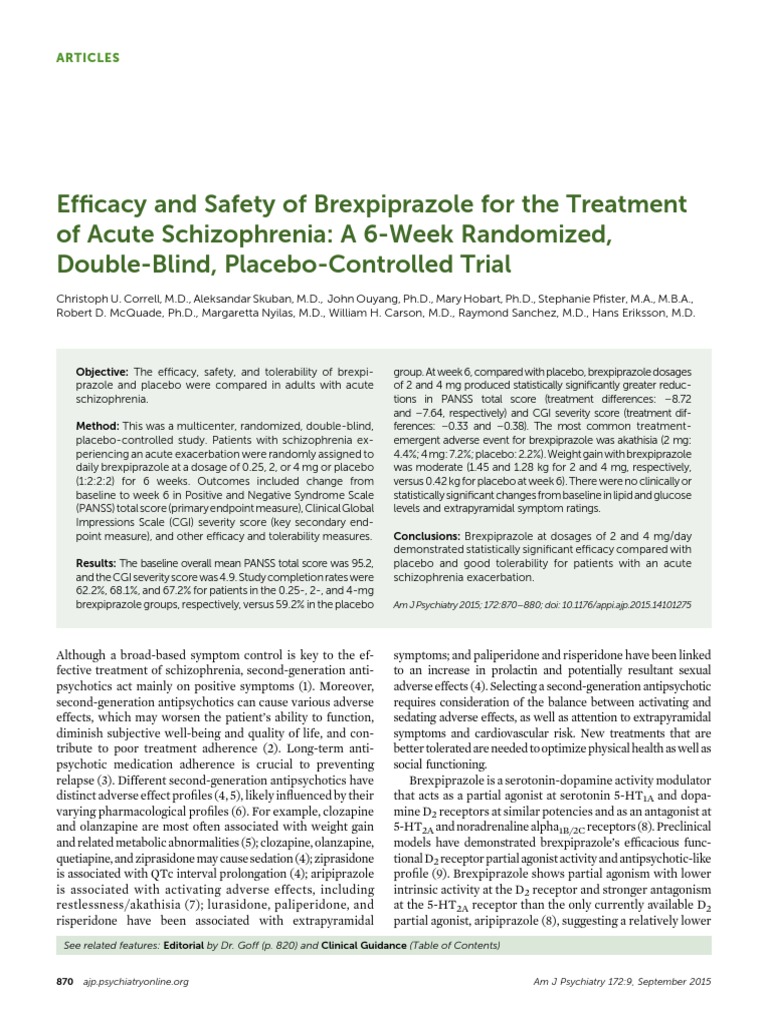 Brexpiprazol | PDF | Antipsychotic | Placebo