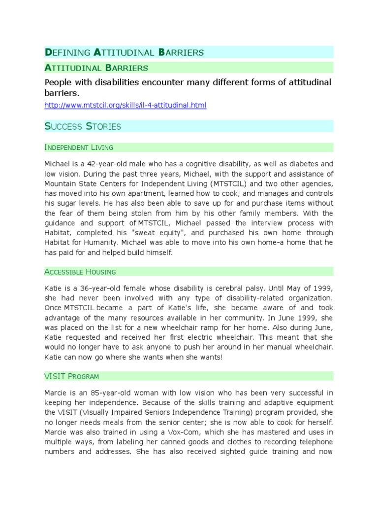 Defining Attitudinal Barriers | PDF | Equal Employment Opportunity ...
