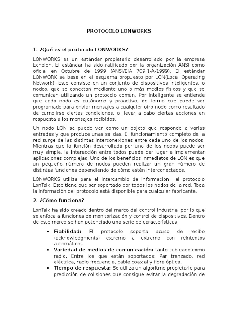 Protocolo Lonworks | PDF | Protocolos de comunicaciones | Red de ...