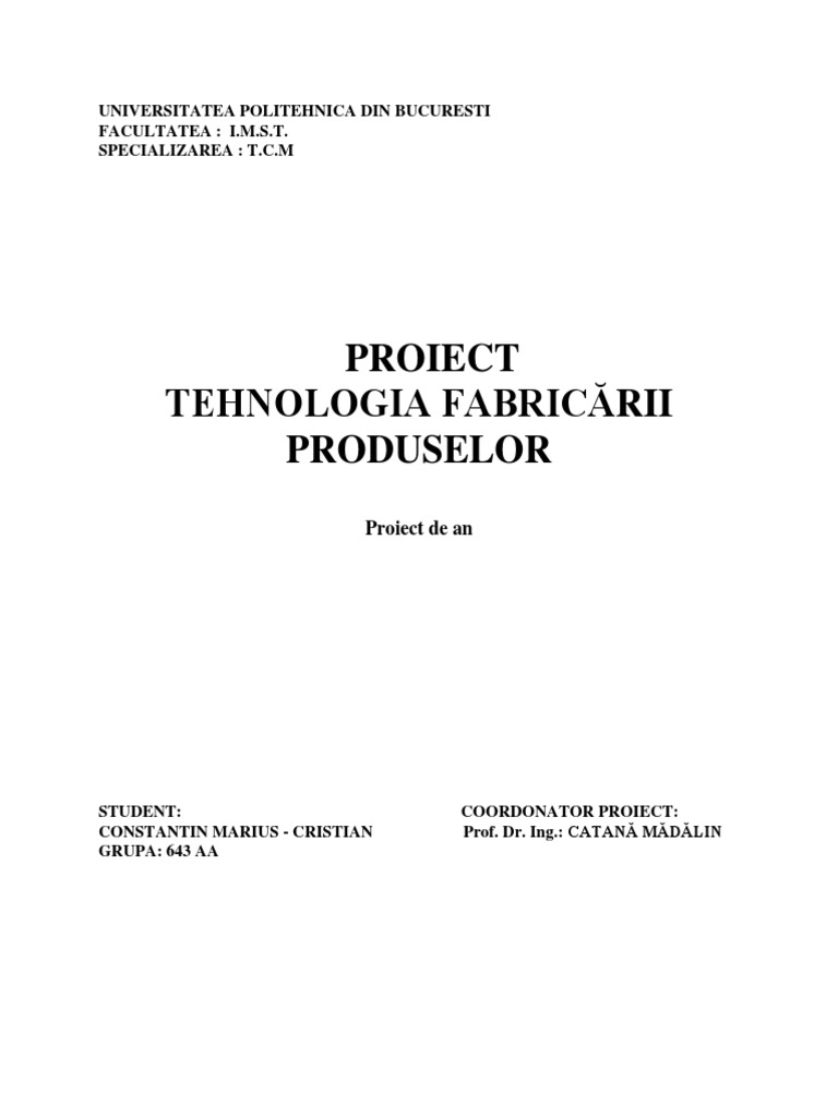 Exemplu Proiect TFP - 1 PDF | PDF
