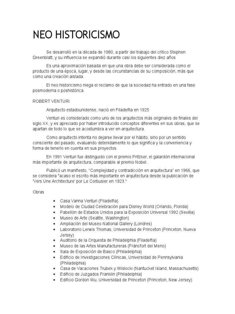 Neo Historicismo | PDF | Medios de arte